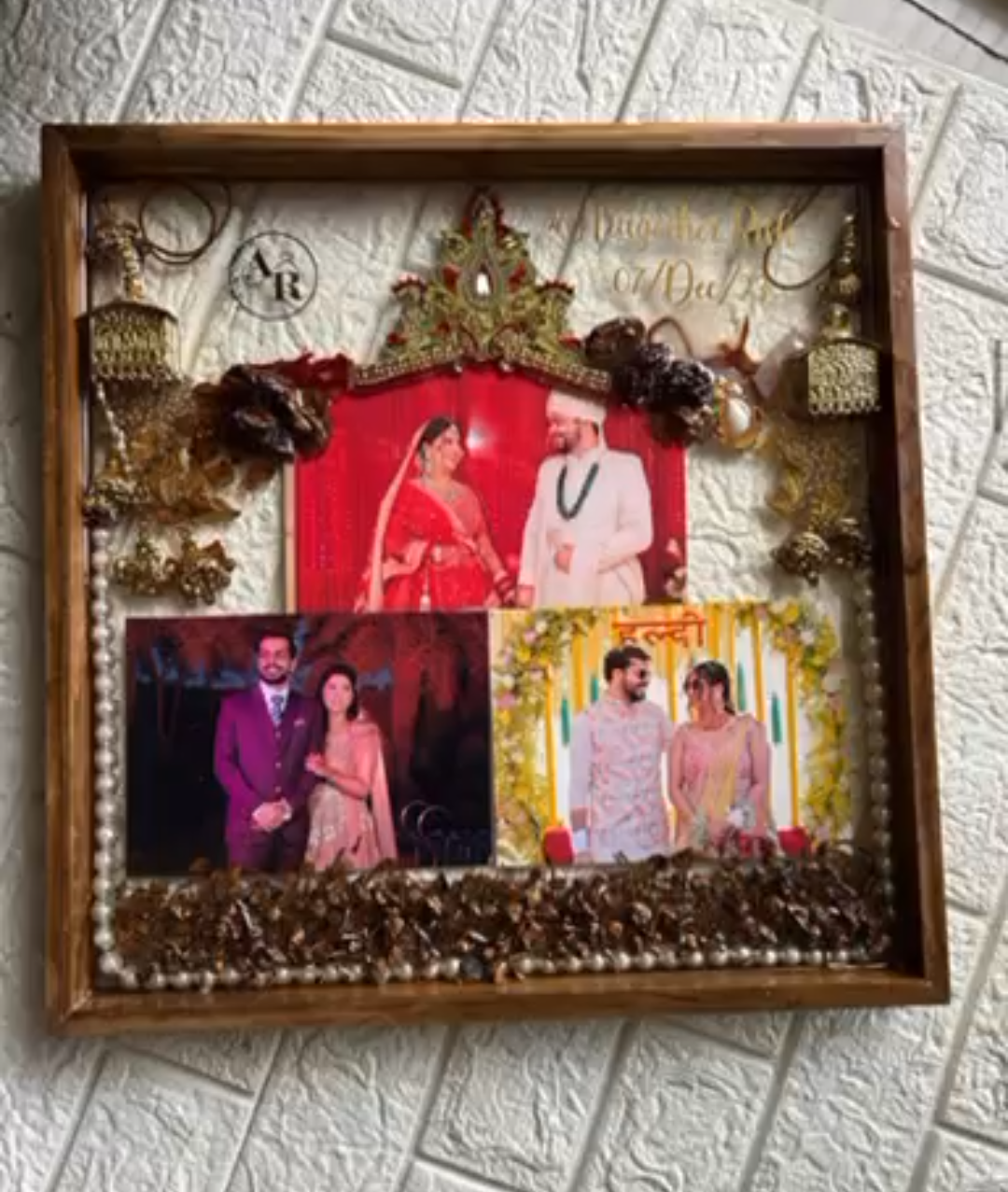 Multi-Photo Wedding Keepsake Frame with Jaimala and Haldi Details – Artsty